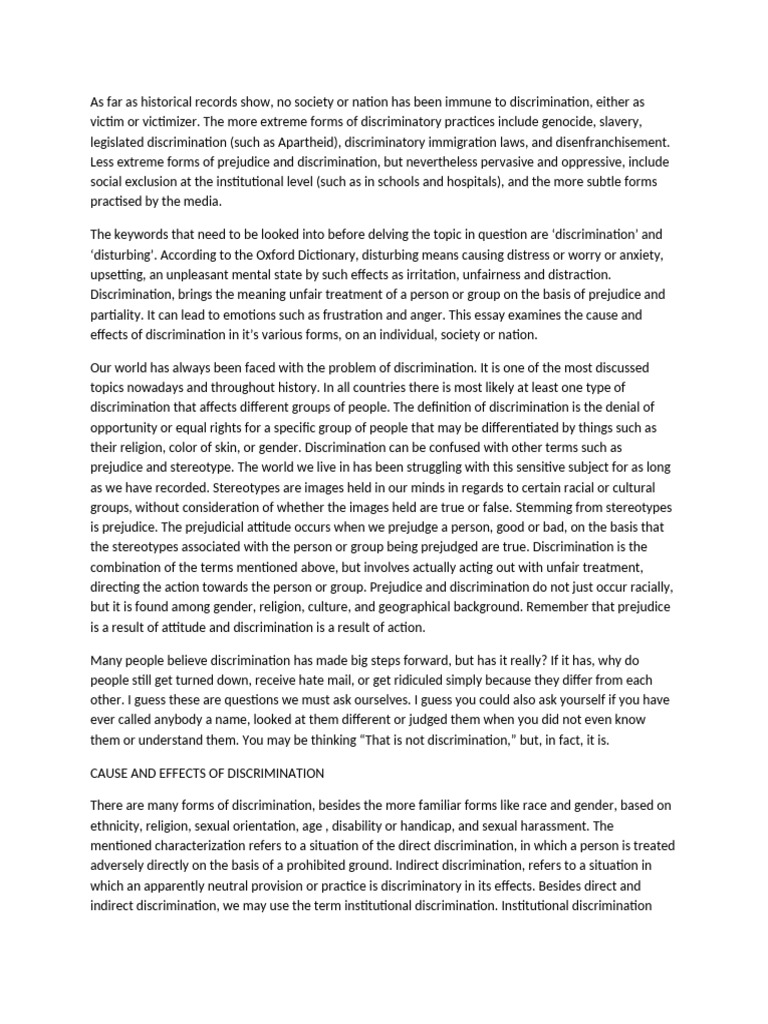 discrimination | PDF | Discrimination | Prejudices