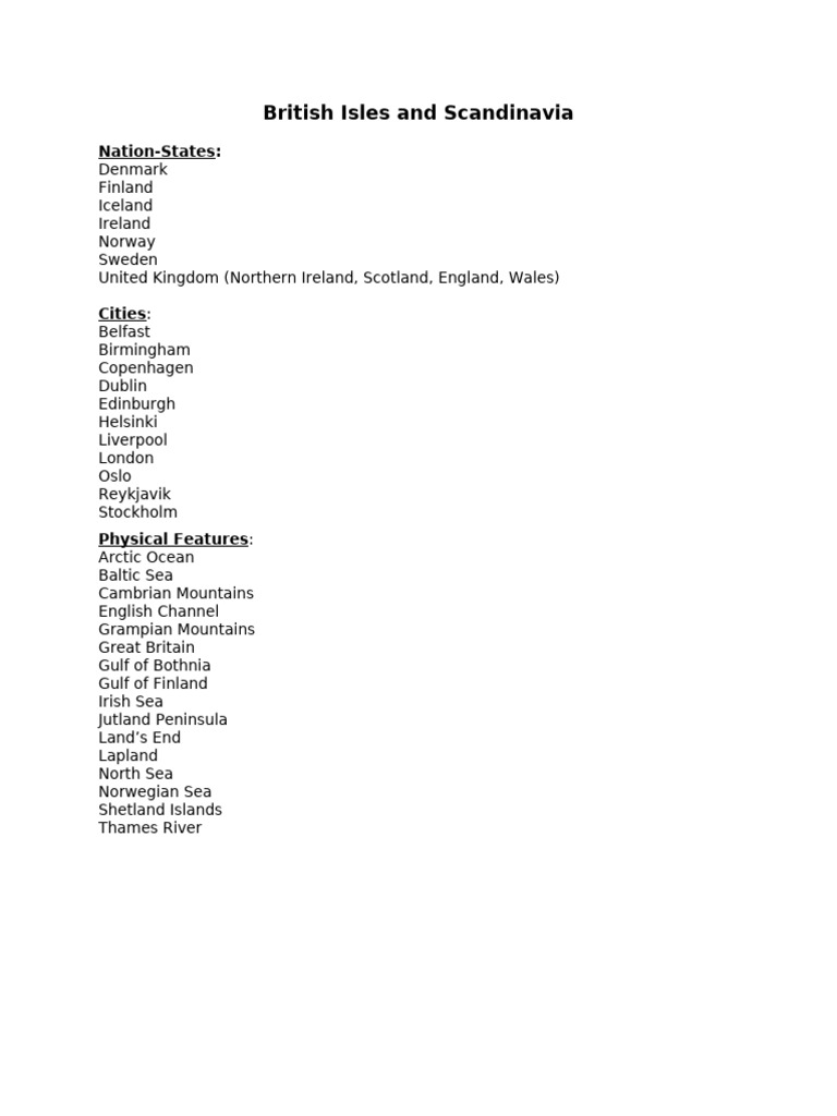 British Isles and Scandinavia Terms-1 | PDF