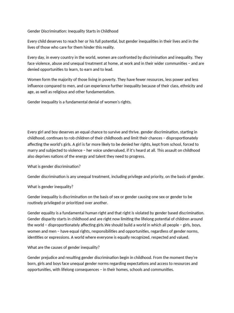 Gender Discrimination | PDF | Gender Studies | Gender Inequality