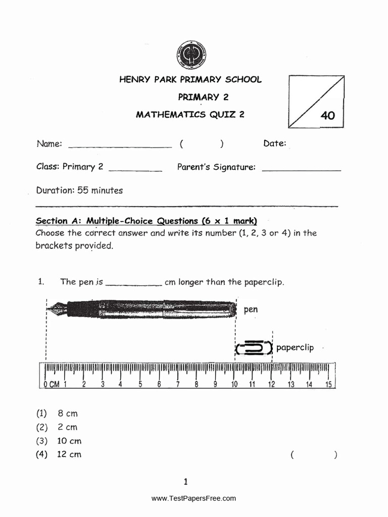 P2 Maths 2019 SA1 Henry Park | PDF