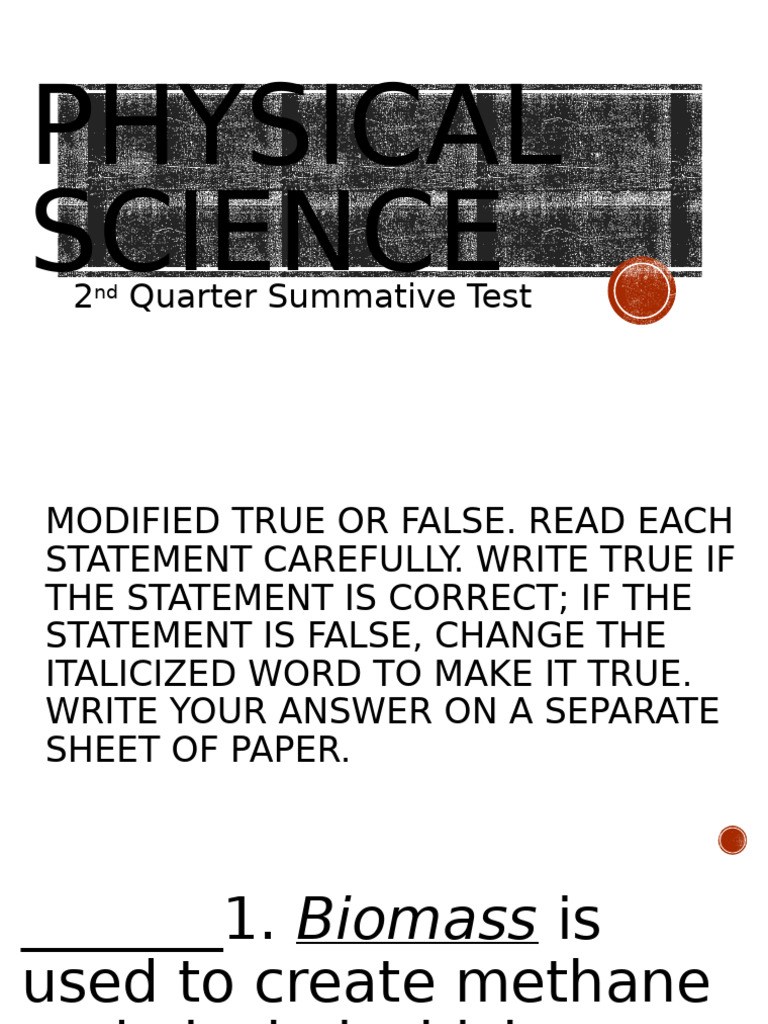 Physical Science 2nd Quarter Test Guide | PDF