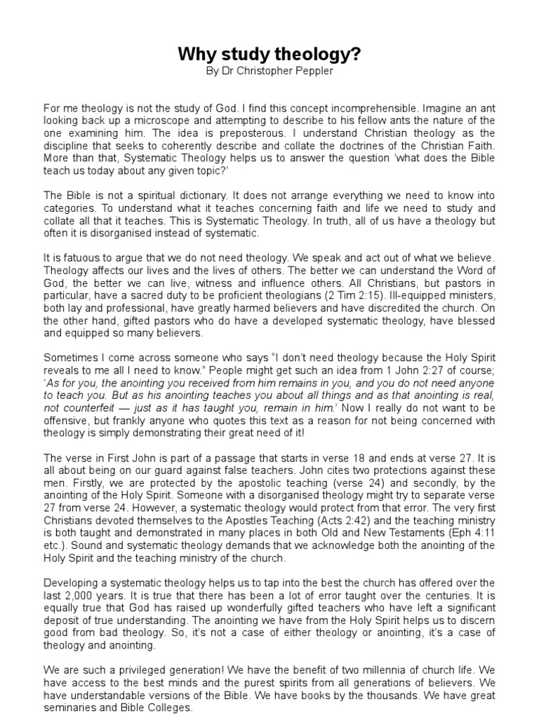 Why Study Theology | PDF | Theology | Anointing