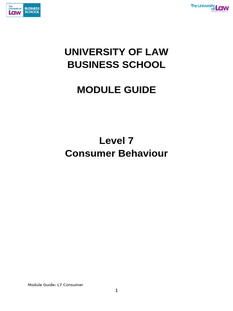 2425_cb_l7_ce01_module_guide | PDF | Consumer Behaviour | Behavior