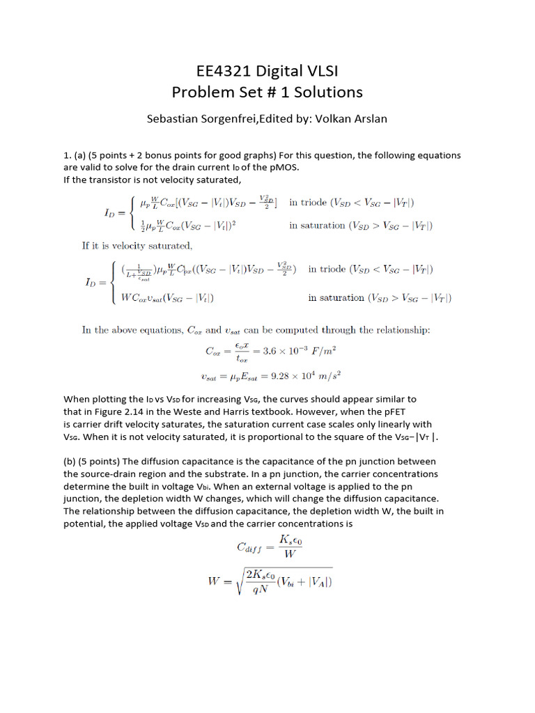 PS1_solution | PDF | Mosfet | Bipolar Junction Transistor