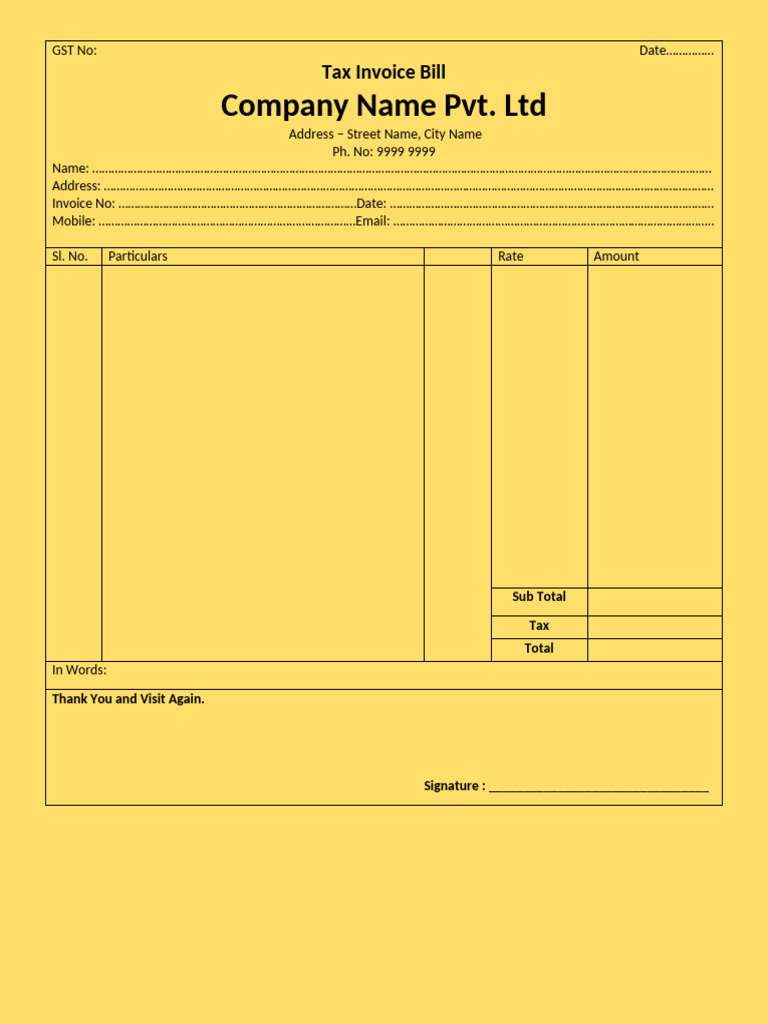 GST Tax Invoice Template | PDF