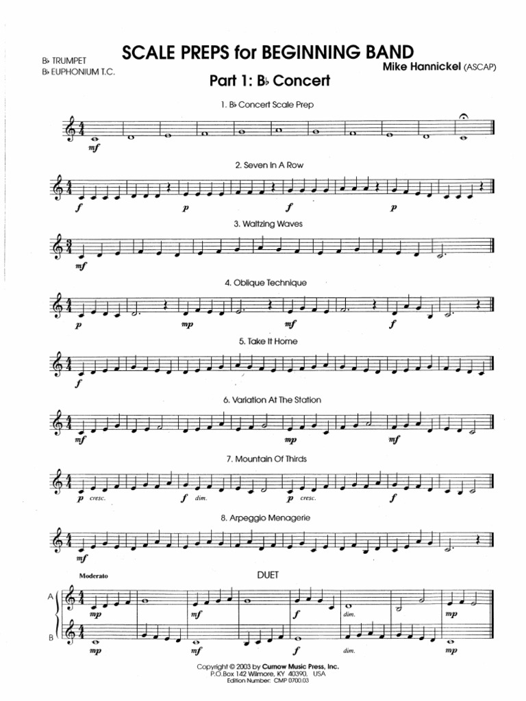Copy of Trumpet Scale Preps for Beginning Band | PDF