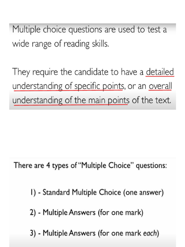 Reading MCQ Practice, Tips | PDF