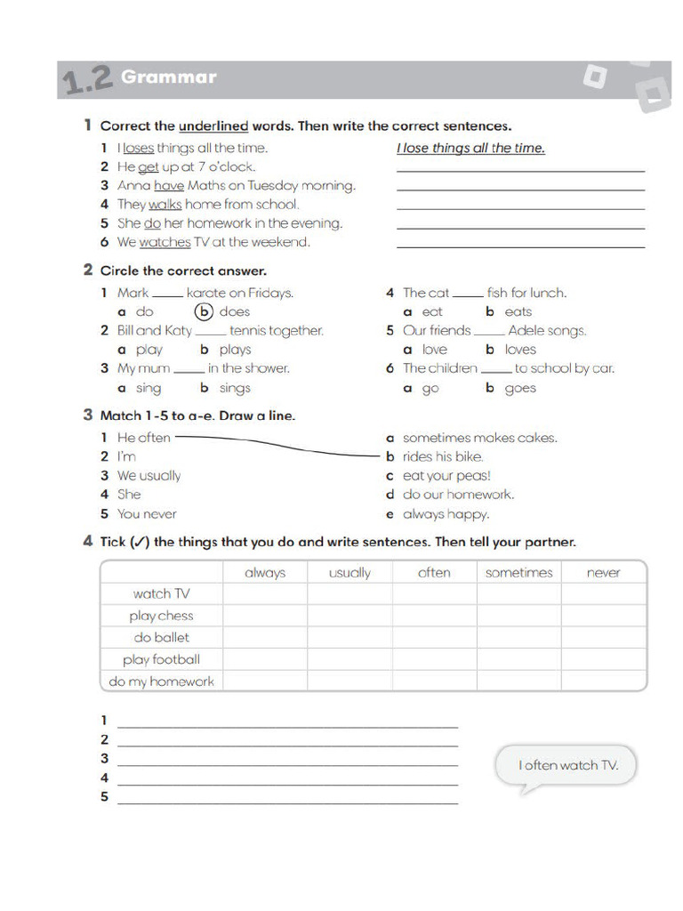 JUNIOR 2 SIMPLE PRESENT | PDF