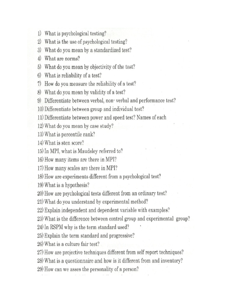 Viva - Voce Xii Psychology | PDF