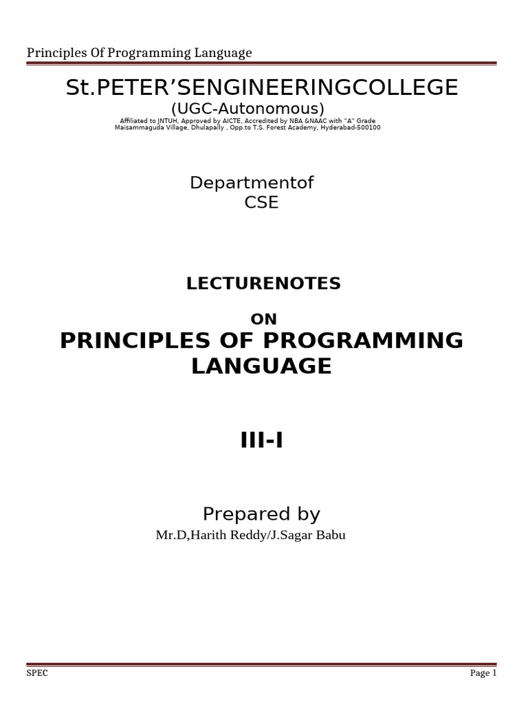 PPL UNIT 2 Notes | PDF | Data Type | Variable (Computer Science)