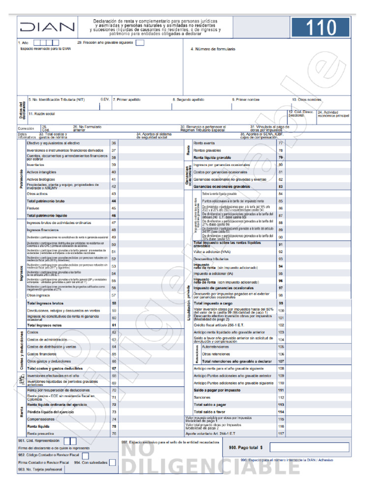 FORMULARIOS 110 Y 210 | PDF