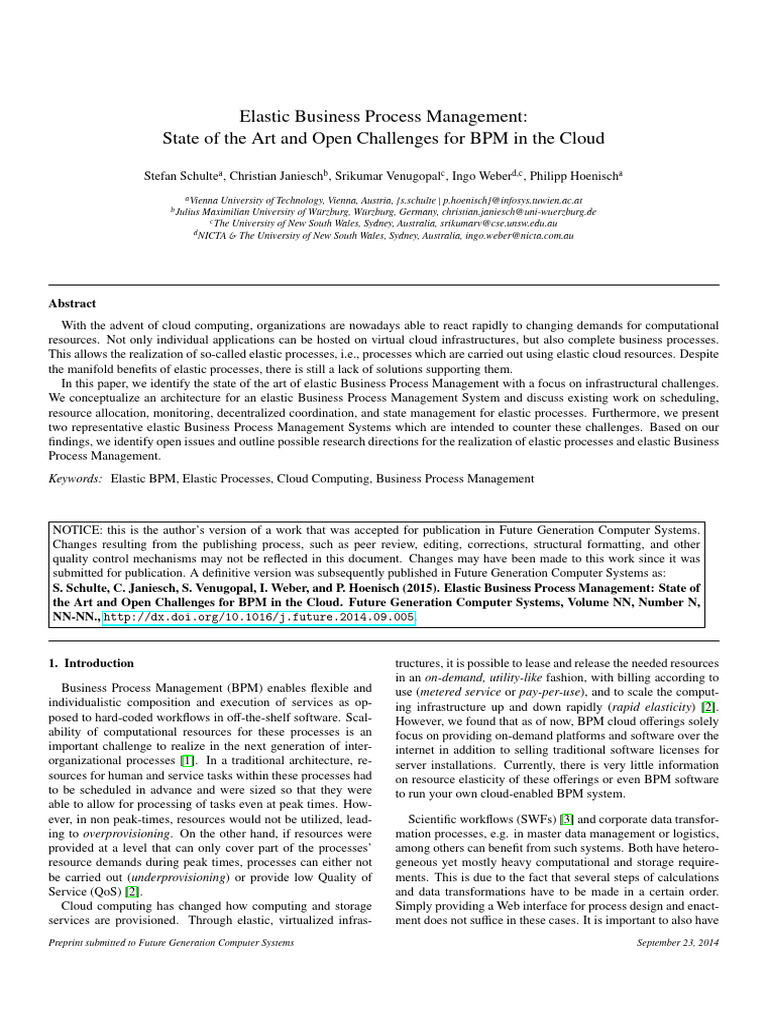 Elastic BPM Challenges in Cloud | PDF | Business Process Management ...