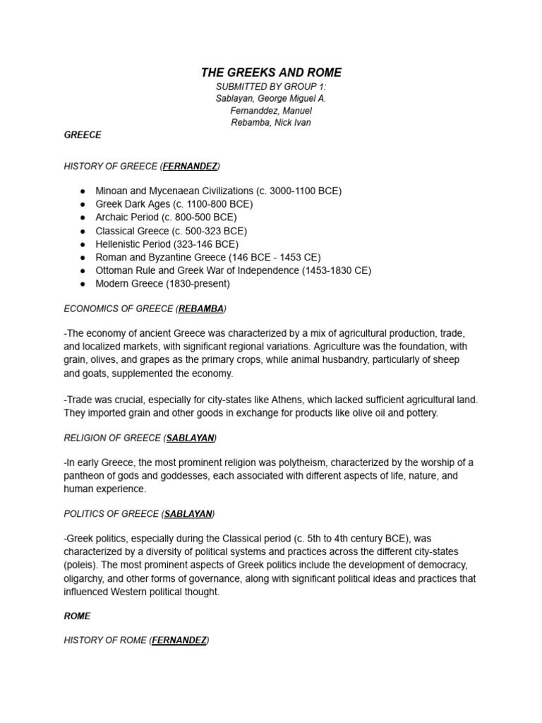 Outline of report | PDF | Greece | Ancient Greece