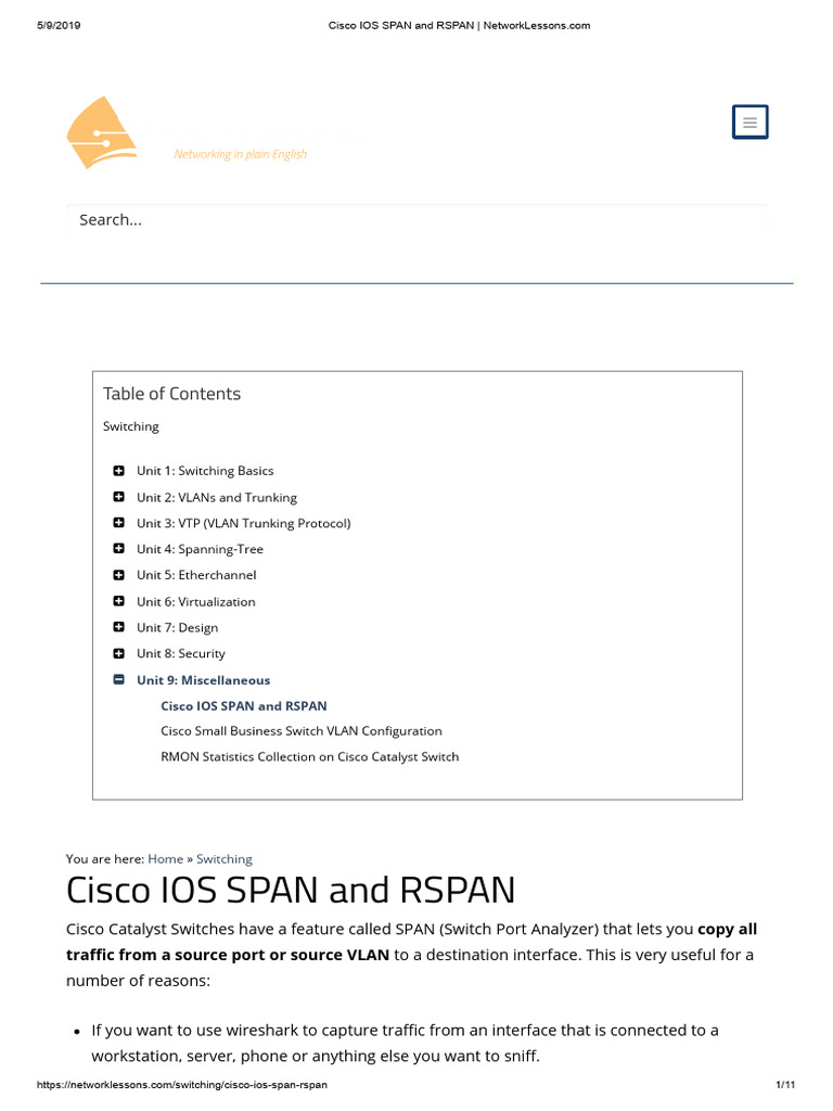 Cisco SPAN & RSPAN Configuration Guide | PDF | Internet Protocols | Computer Networking