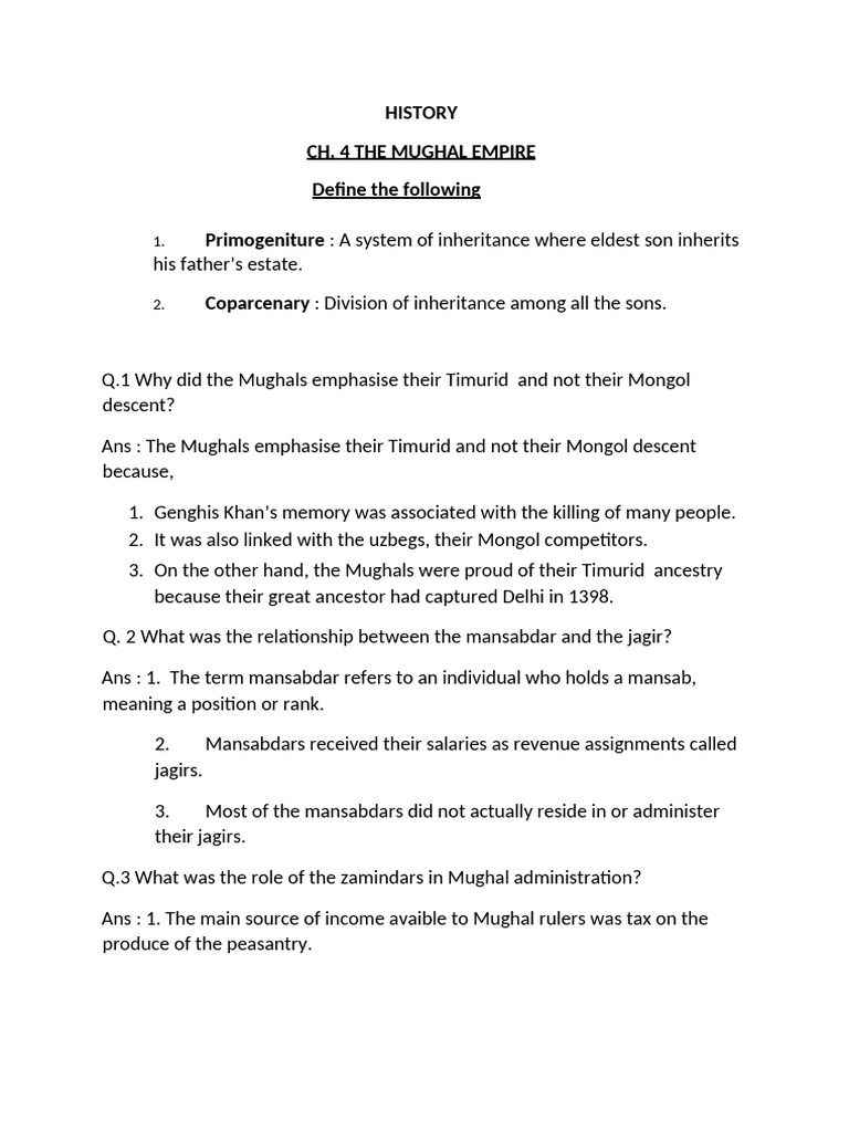 Notes Mughal Full | PDF