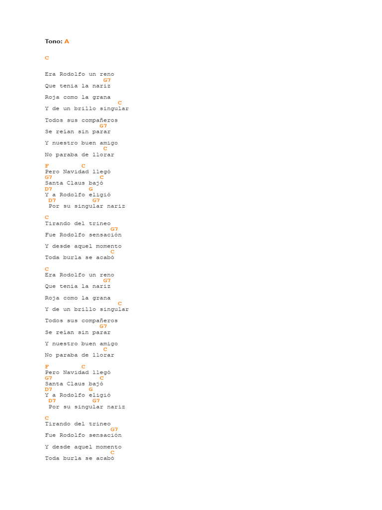 Letra de "Rodolfo el Reno" Villancico | PDF