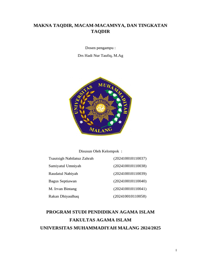 Makna dan Jenis-Jenis Takdir dalam Islam | PDF