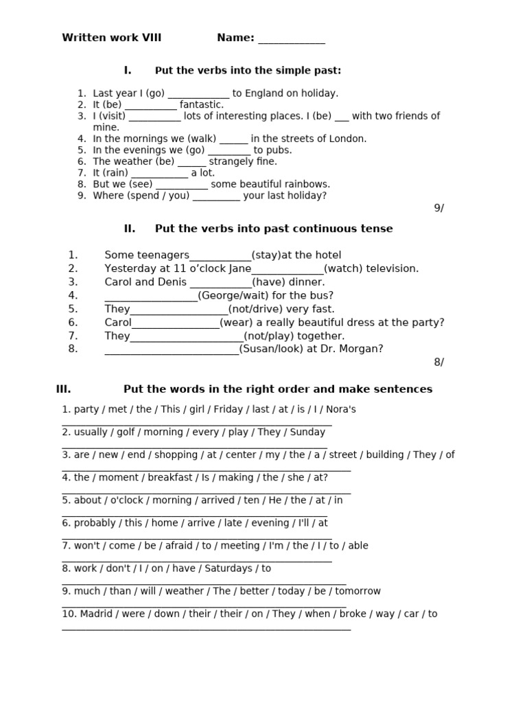 Written work VIIIName24 | PDF | Languages | Foreign Language Studies
