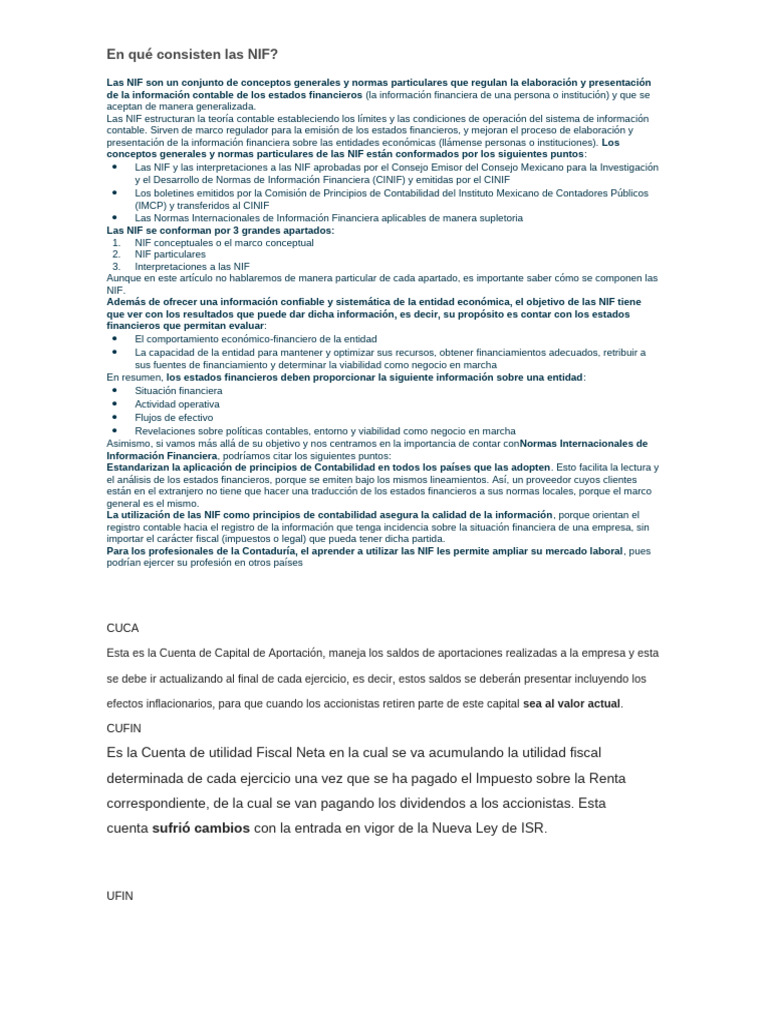 En Qué Consisten Las NIF | PDF | Contabilidad | Capital (economía)