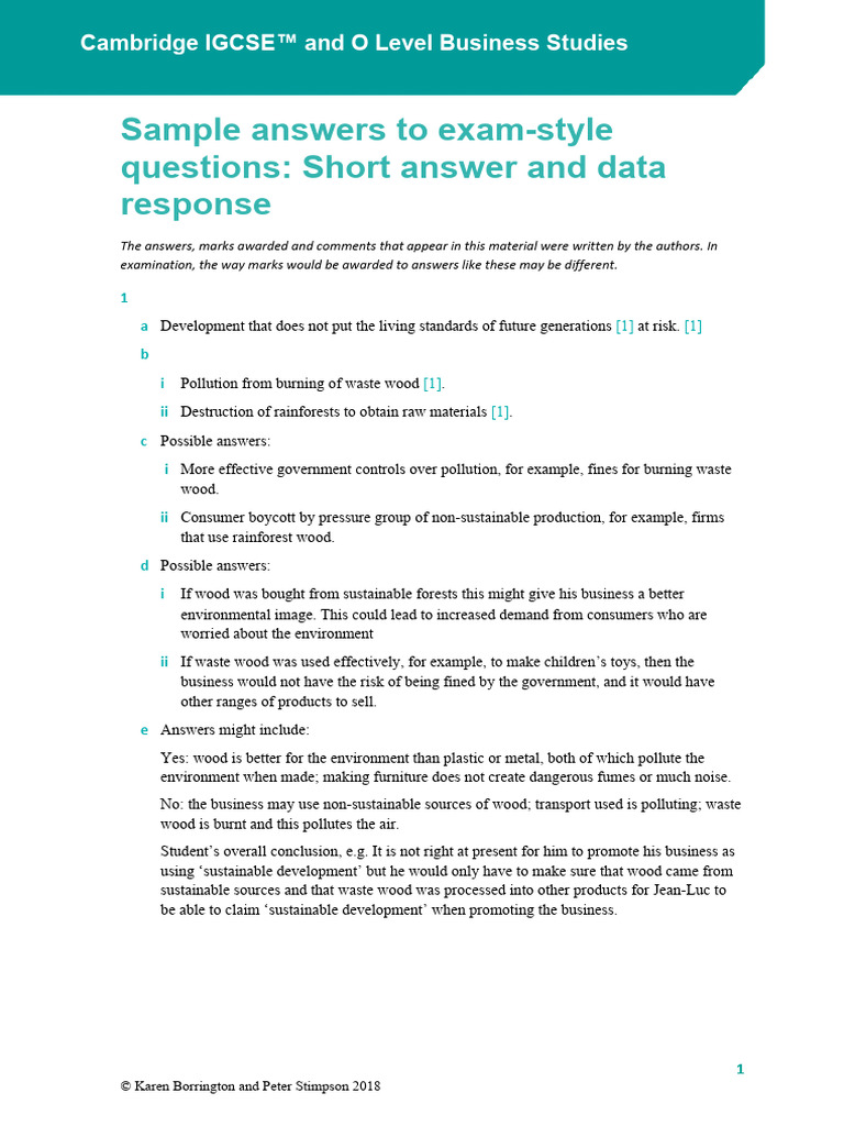 28 Environmental and Ethical Issues- Sample Answers to Short Answer and ...