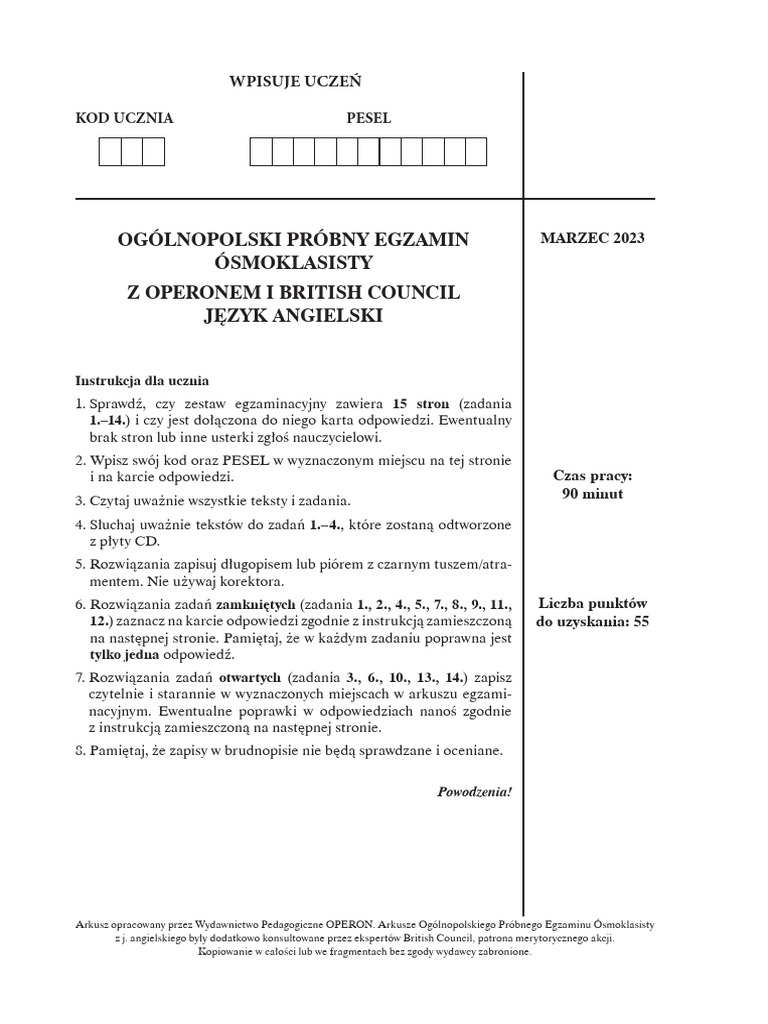 N7994 - ANG 8kl Arkusz | PDF