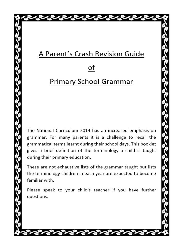 Parent Guide to Primary Grammar | PDF | Verb | Adverb