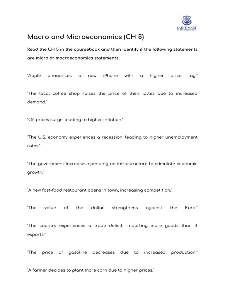 Economics: Macro vs. Micro Statements | PDF