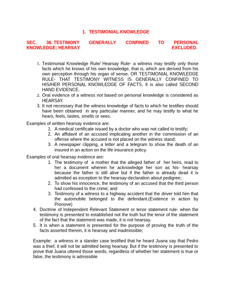 CRI415-LESSON 18 | PDF | Hearsay | Testimony