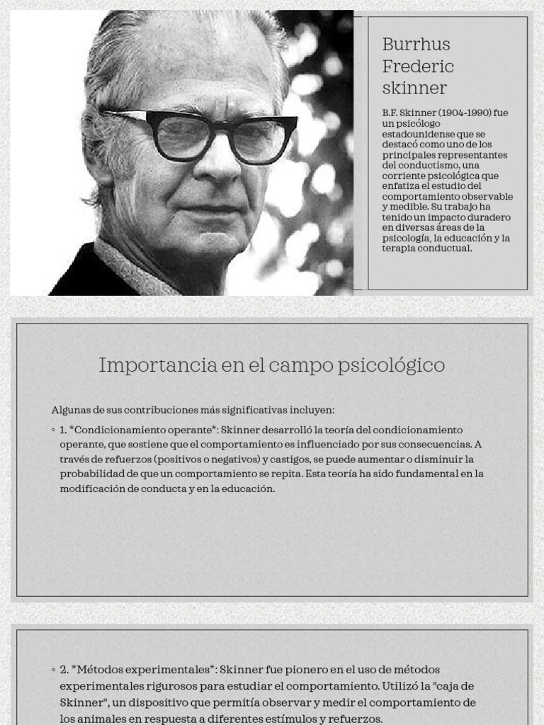 Skinner y su impacto en la psicología | PDF | Behaviorismo | Terapia ...