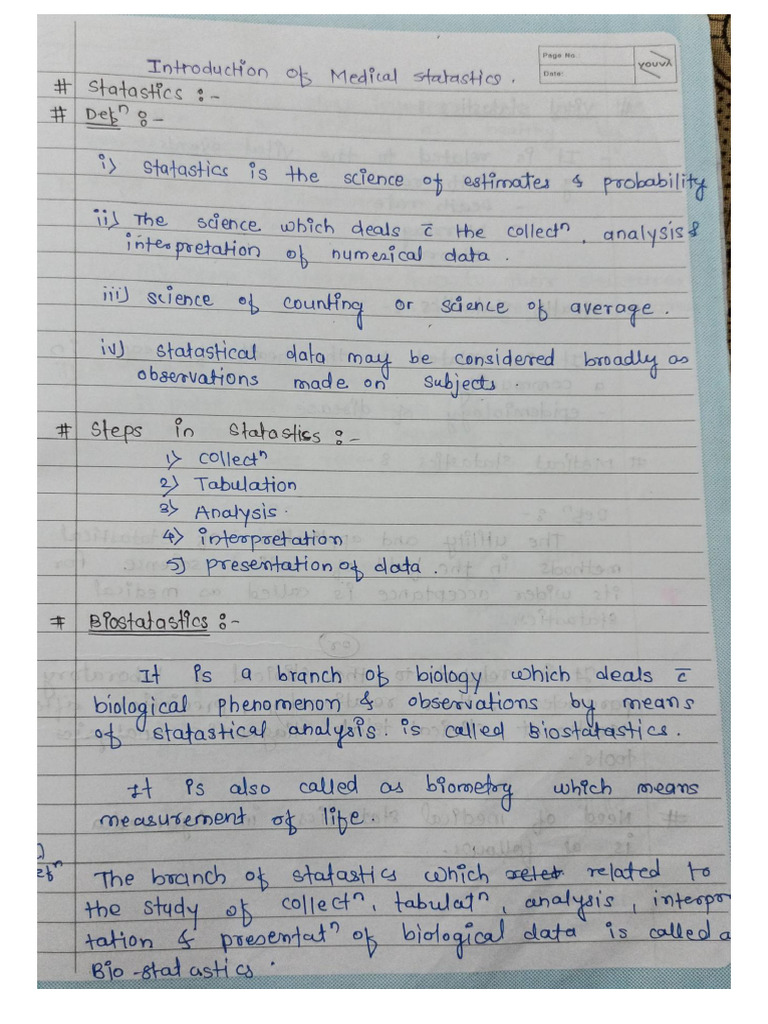 Statistics Notes Handwritten | PDF