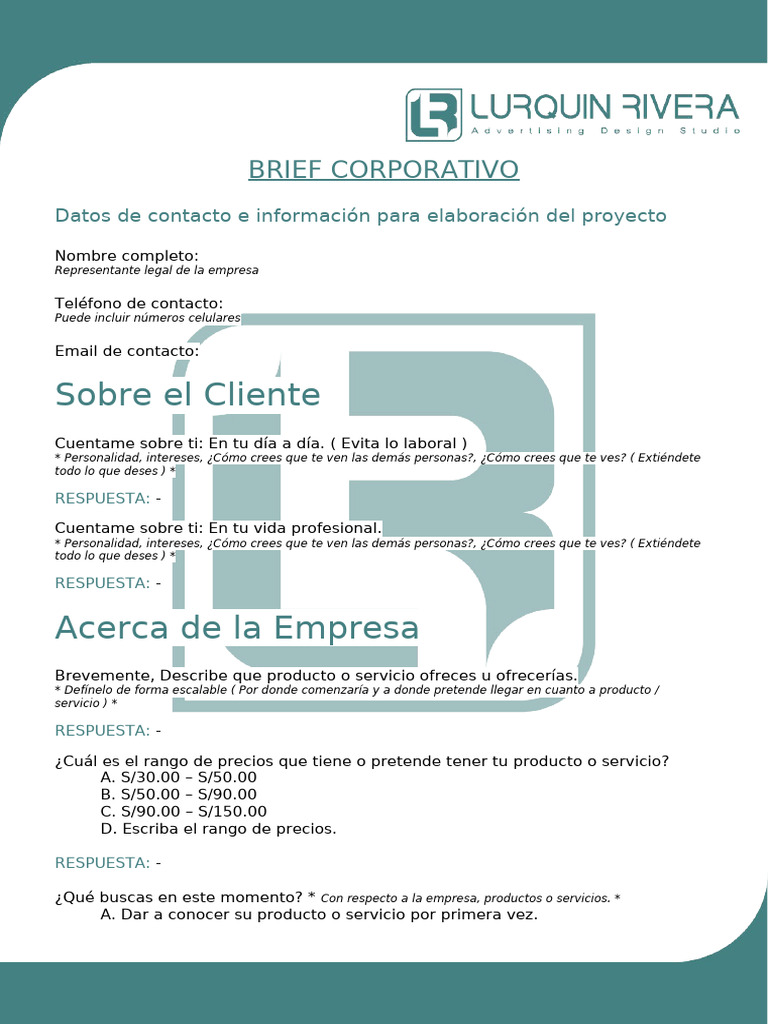 BRIEF CORPORATIVO - DAVID POMA | PDF | Marca