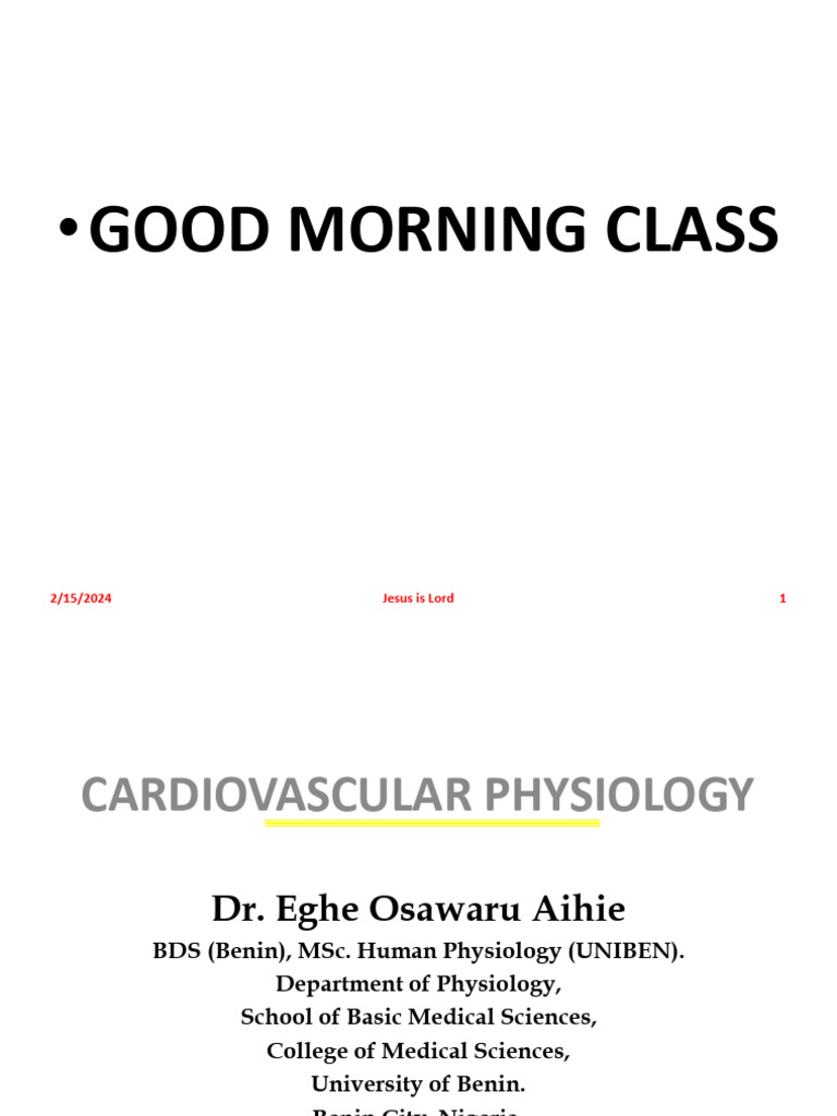 6th Lecture - Physiology For 200L BDS AND MBBS 2022-2023 - 15-02-2024 ...