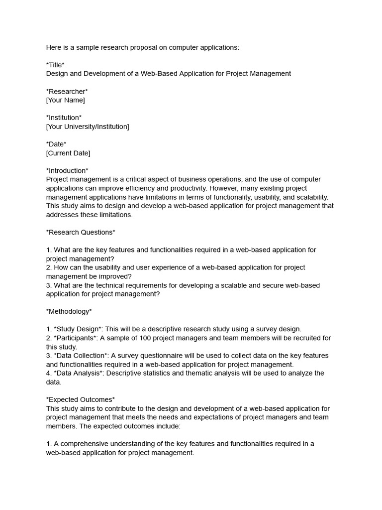 Computer Application Proposal 1 | PDF | Survey Methodology | Usability
