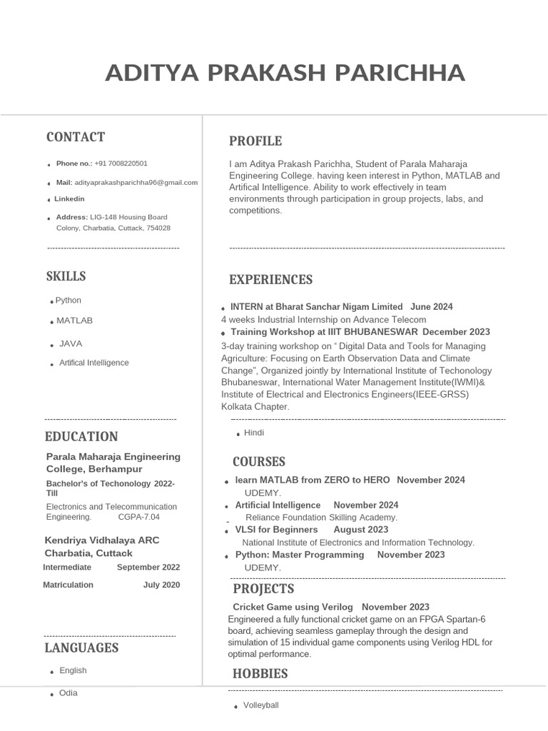 Aditya Prakash Parichha | PDF | Computing | Computer Science