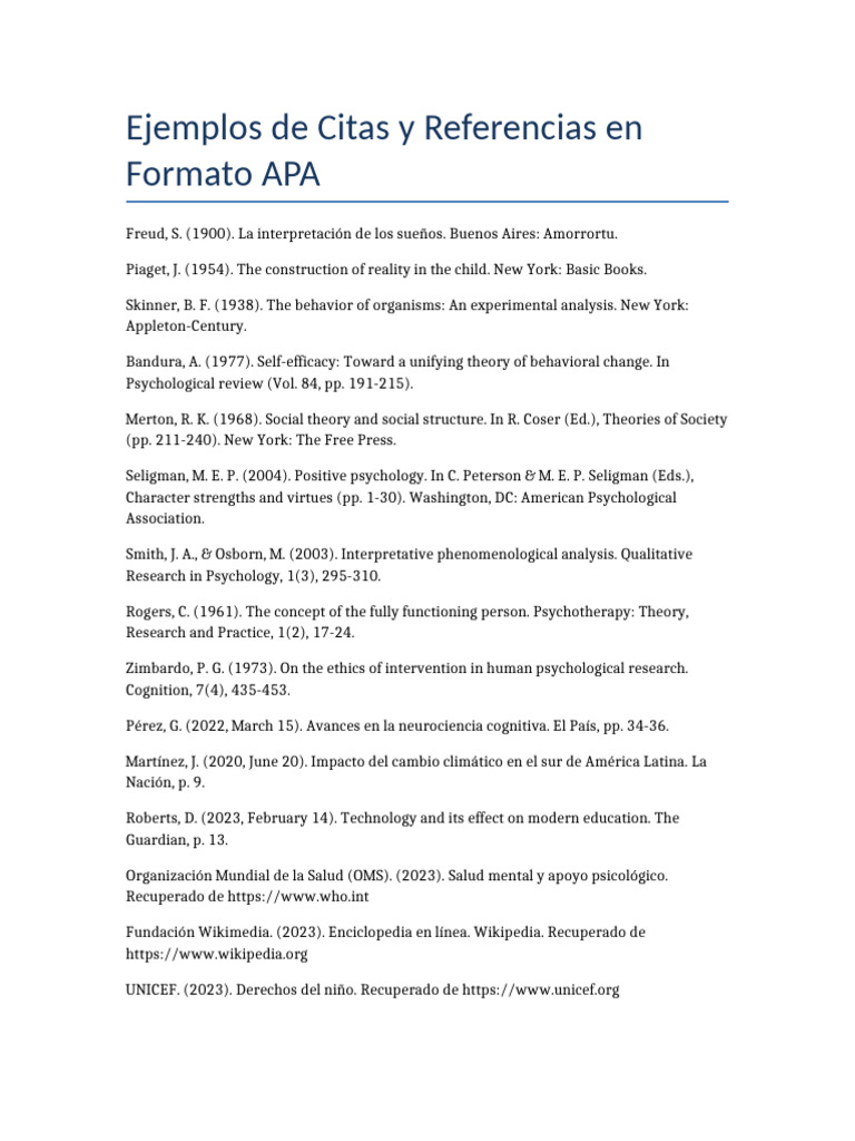 Ejemplos de Citas en Formato APA 7 | PDF | Estilo apa