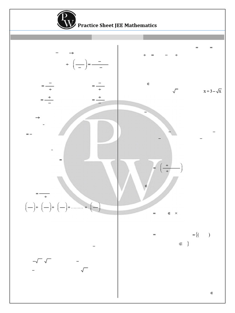 Relations And Functions Practice Sheet Lakshya Jee 2024 Pdf Function Mathematics