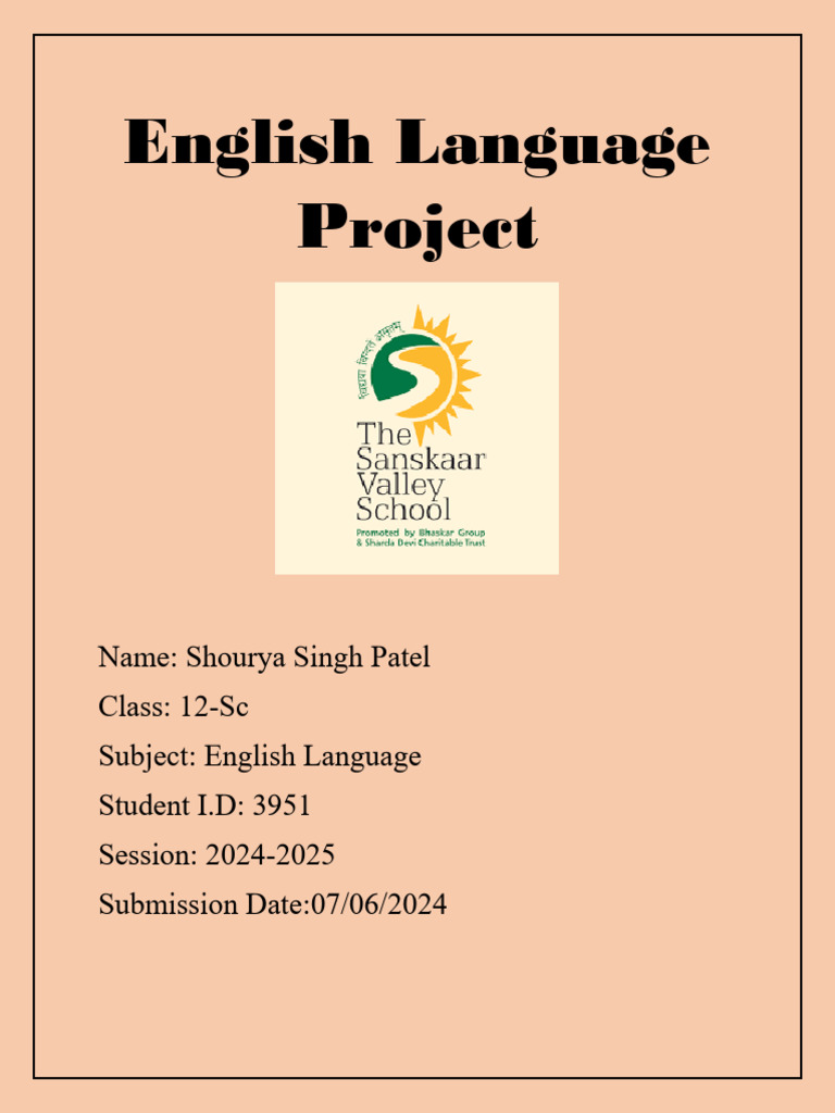 English Language Project Class 12th Shourya | PDF