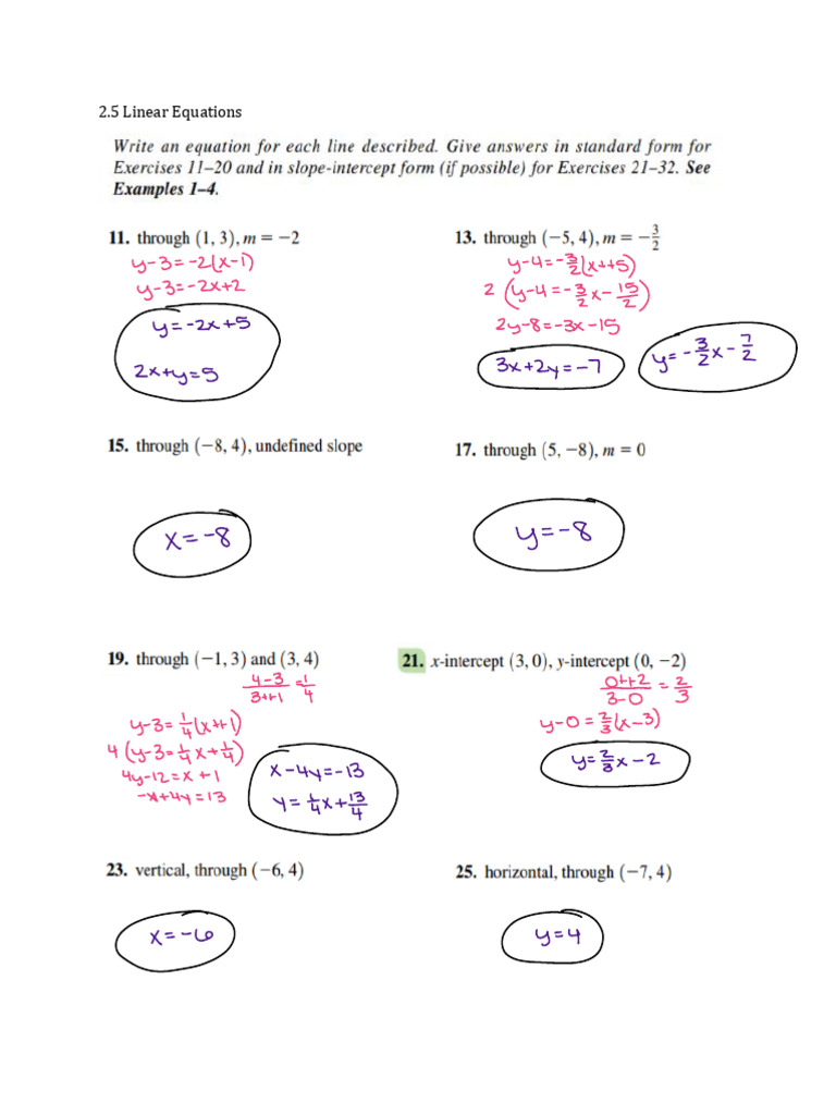 2.5 Linear Equations | PDF