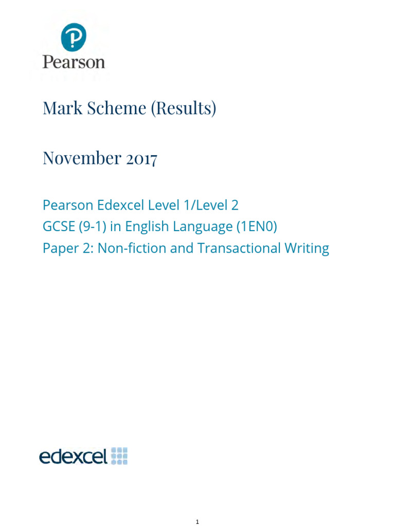 November 2017 MS - Paper 2 Edexcel English Language GCSE | PDF ...