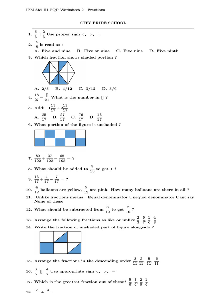 STD3_Fractions_2-1 | PDF | Arithmetic | Mathematical Objects