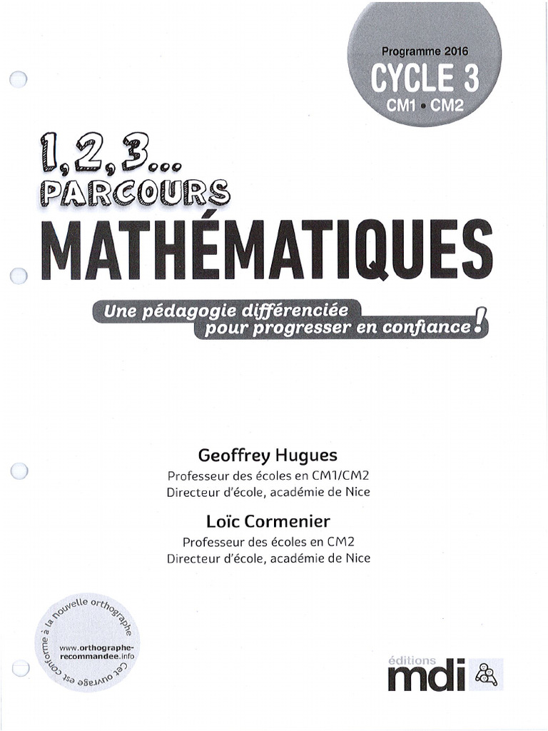 MDI 1 2 3 Parcours Mathematiques CM1 CM2 Guide Pedagogique Fichier 2018 ...