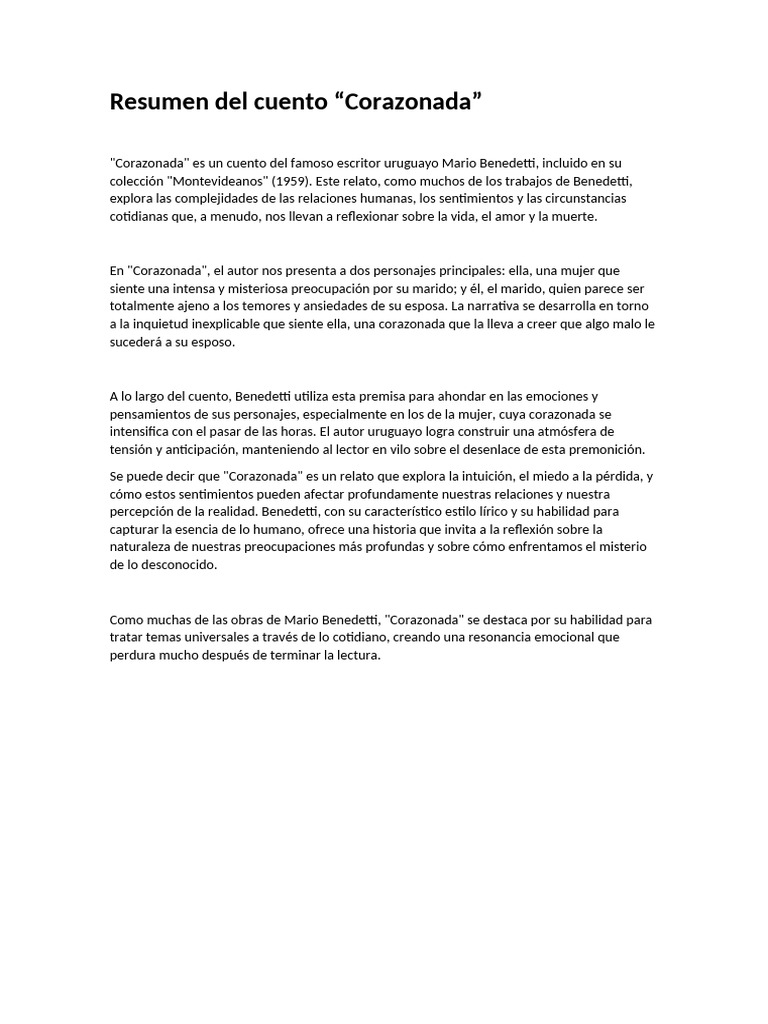 Resumen de Corazonada | PDF