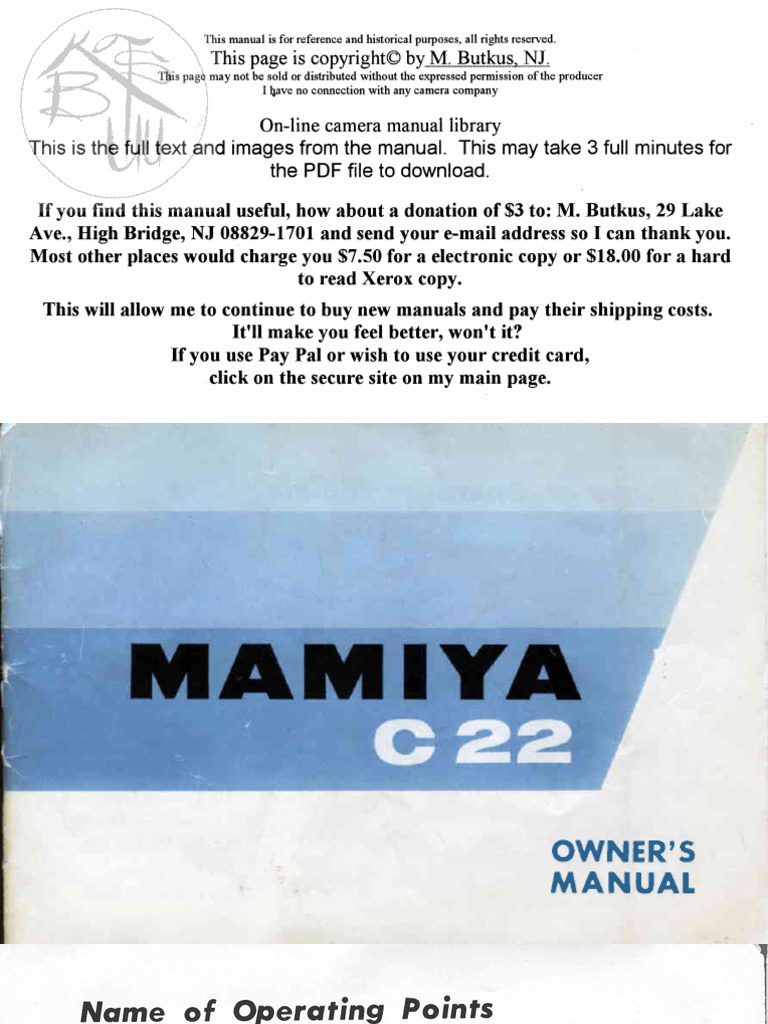 Mamiya c22 | PDF