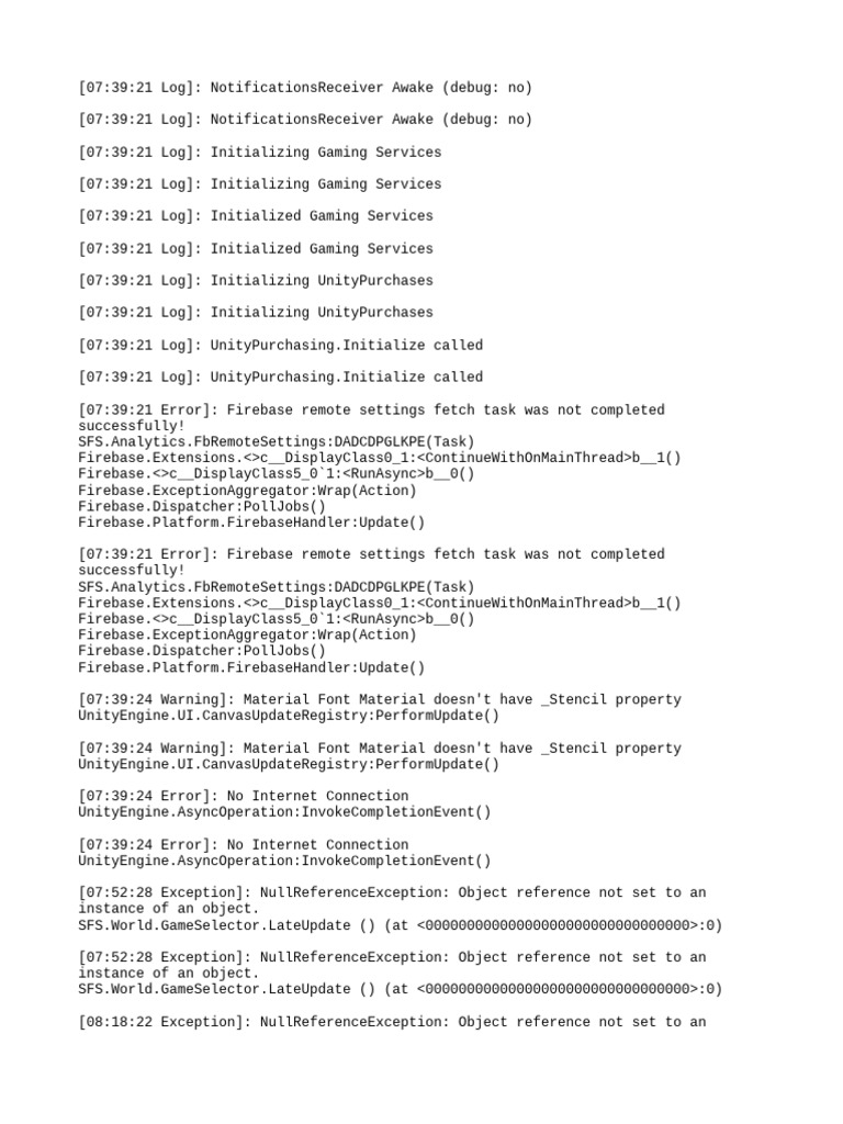 Game Debugging Log Analysis | PDF | Computing | Computer Programming