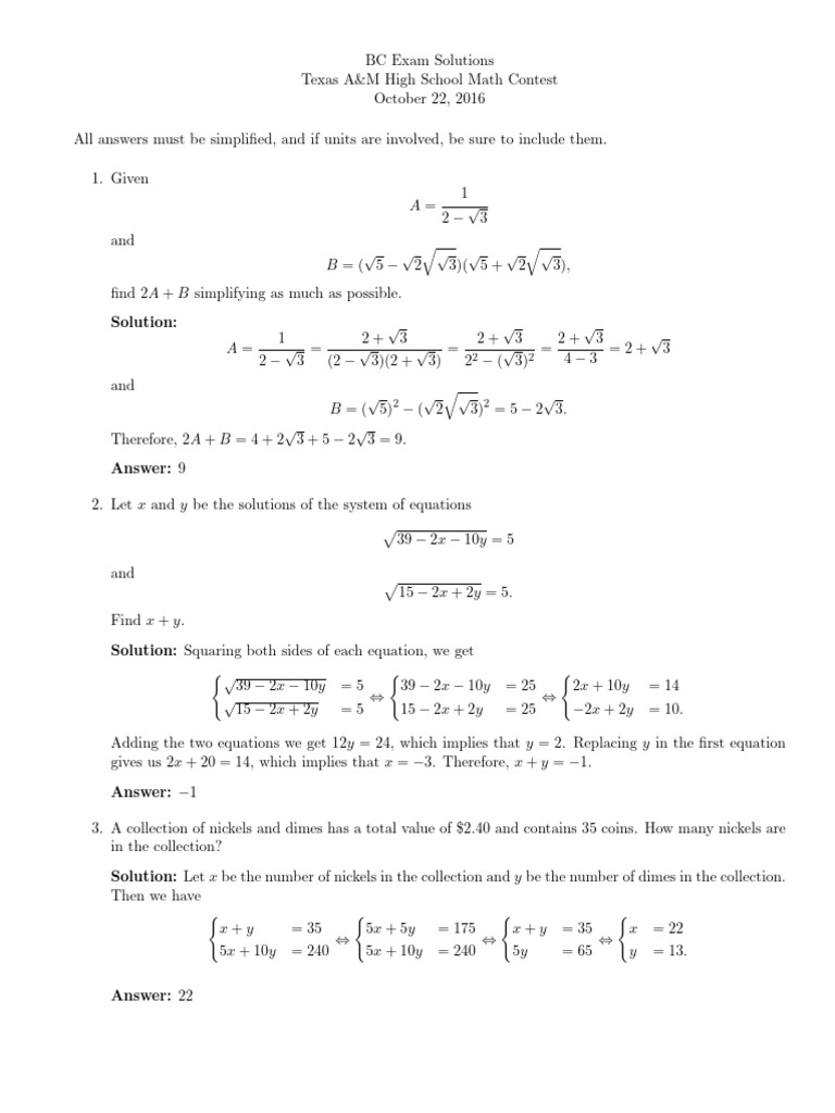 bcExamSolutions | PDF | Square Root | Euclidean Geometry