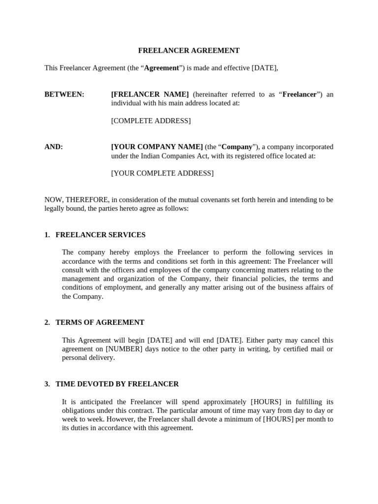 FREELANCER-AGREEMENT | PDF | Freelancer | Employment