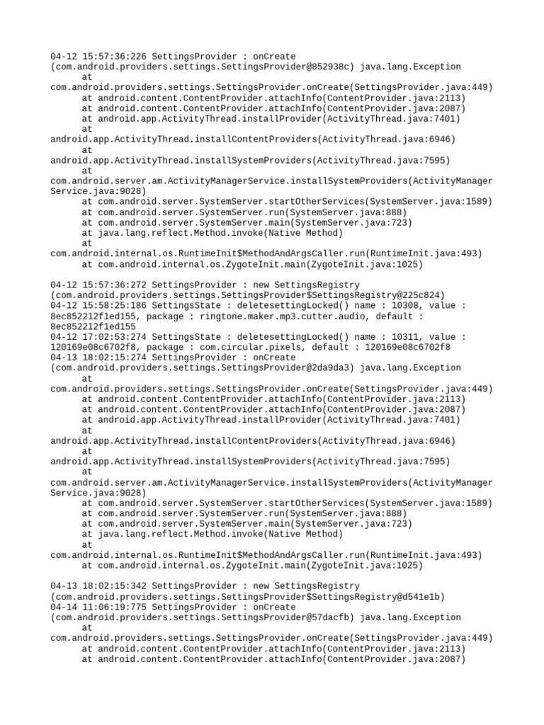 Settingsprovider | PDF | Java (Programming Language) | Systems Architecture