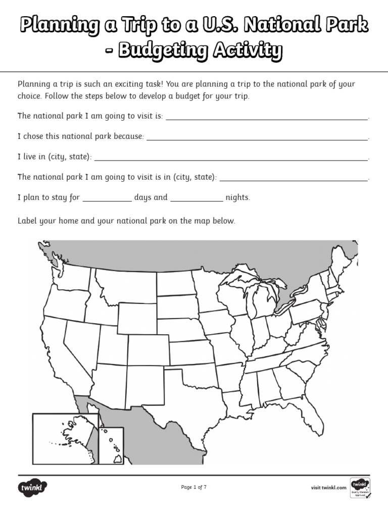 Planning A Trip To A US National Park Budgeting Activity | PDF | Inn ...