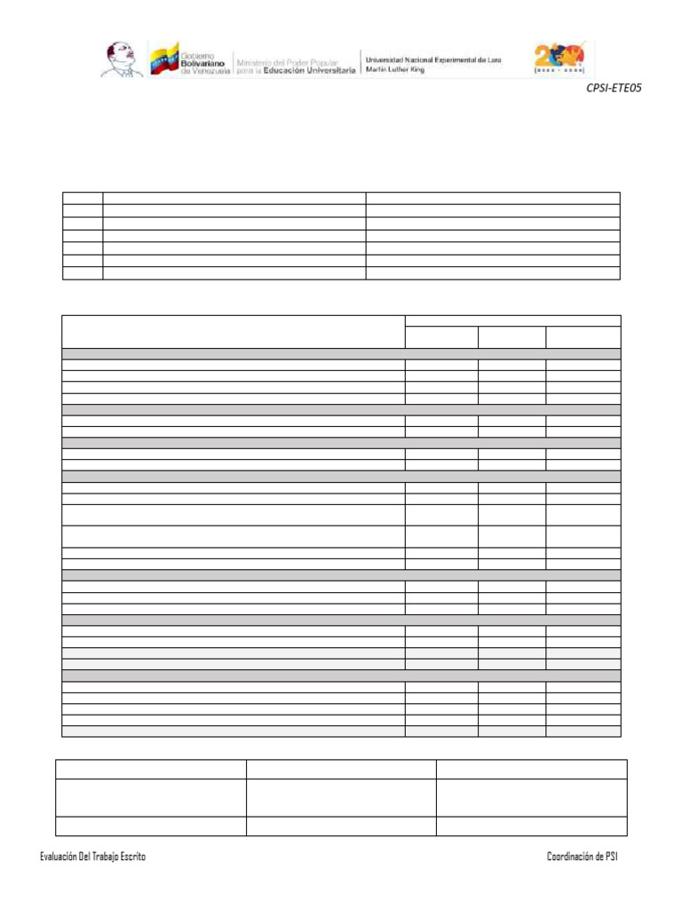 PSI. 05 Evaluación Del Trabajo Escrito | PDF