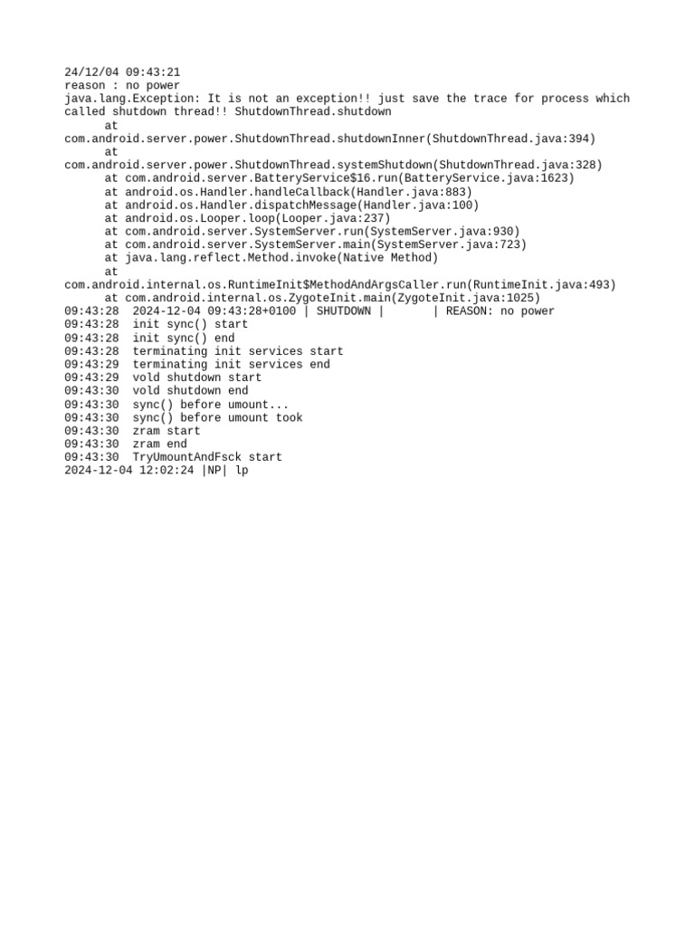 Power Off Reset Reason | PDF